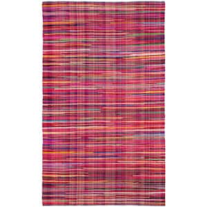 SAFAVIEH Rag Rug Red/Multi 6 ft. x 9 ft. Distress Striped Area Rug ...