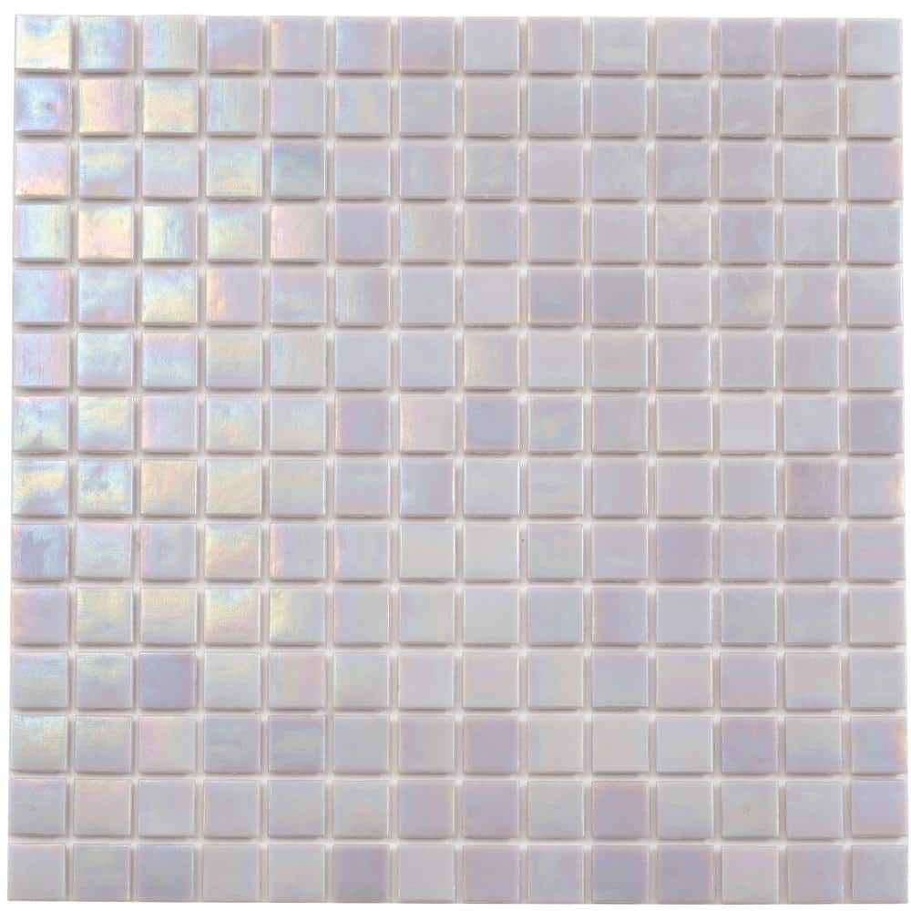 Apollo Tile Nacreous 12 in. x 12 in. Glossy Pearlescent Pink Glass ...