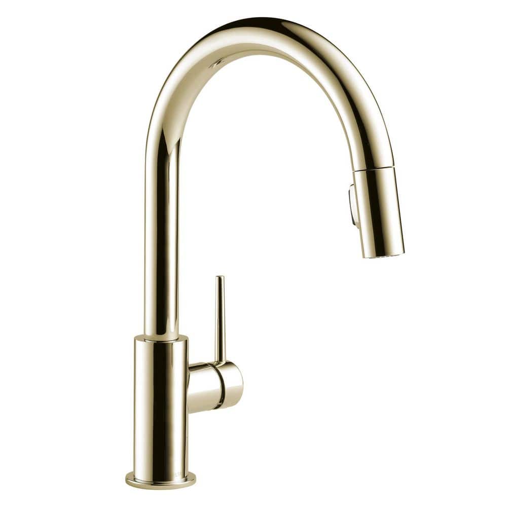 Delta Trinsic Polished Nickel 15.69 in. H Pull Down Sprayer Kitchen ...