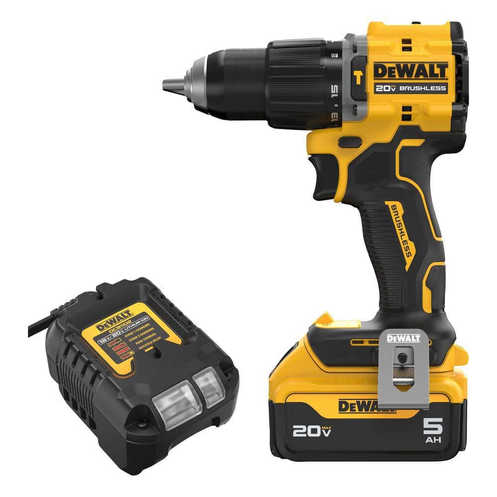 DEWALT ATOMIC 20V Lithium-Ion Cordless 1/2 in. Hammer Drill Kit with 5. ...