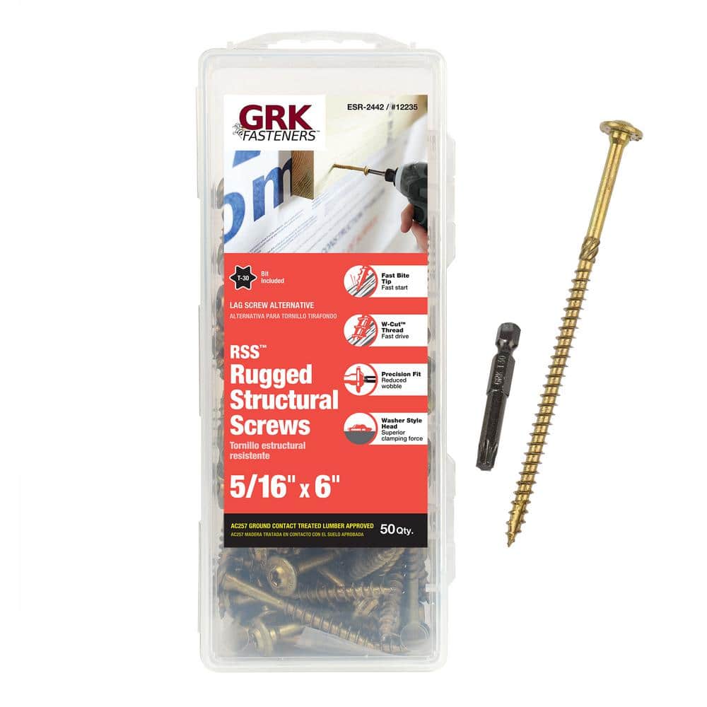 GRK Fasteners 5/16 in. x 6 in. Star Drive Low Profile Washer Head Wood ...