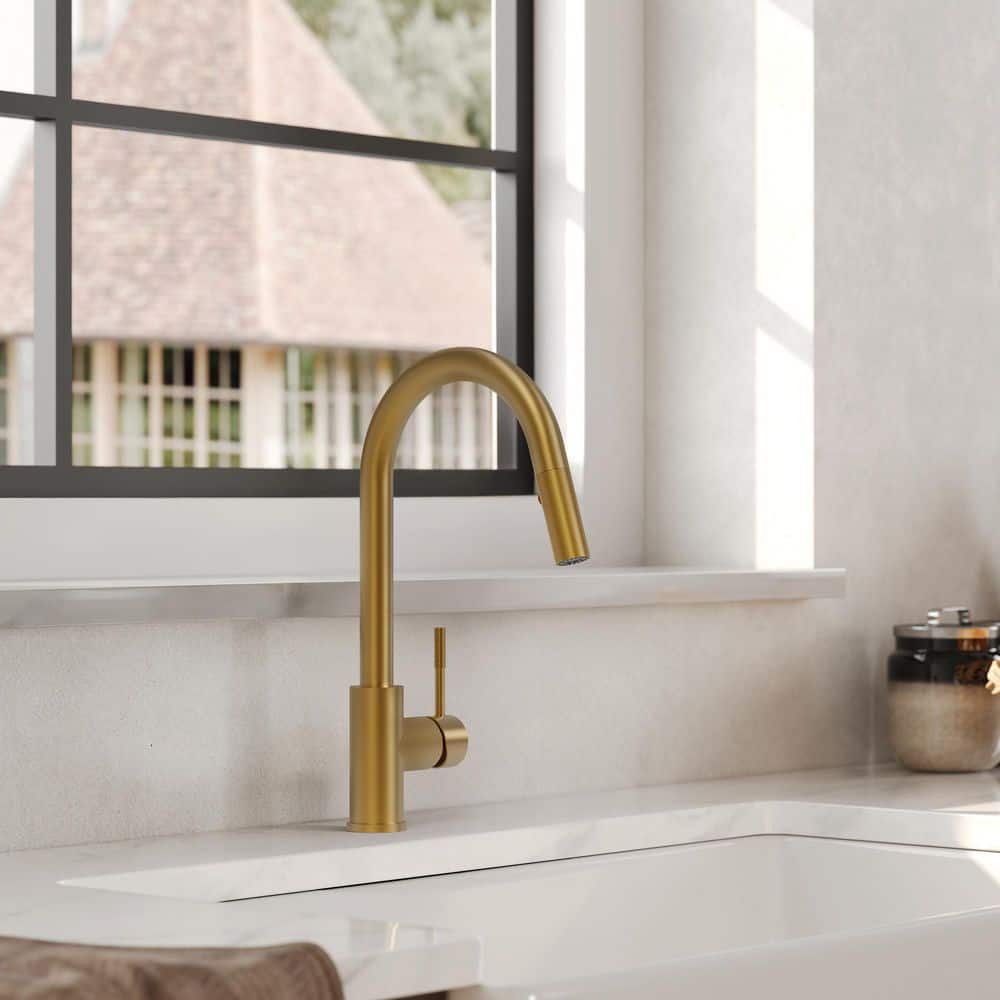 GRANDJOY 16 in. Height 360° Spout Swivel Single Handle Pull Out 2 ...