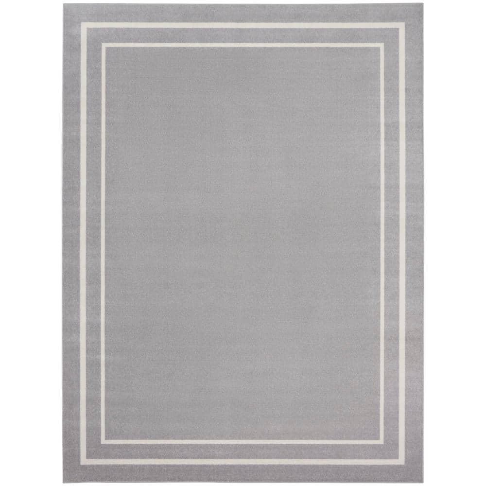 Nourison Essentials Grey/Ivory 9 ft. x 12 ft. Solid Contemporary Indoor ...