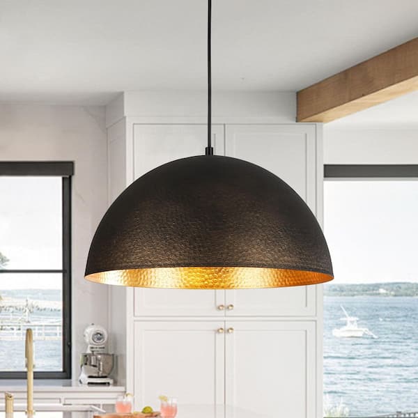 HUOKU PCover 1-Light 15.7 in.W Texture Black Modern Farmhouse ...