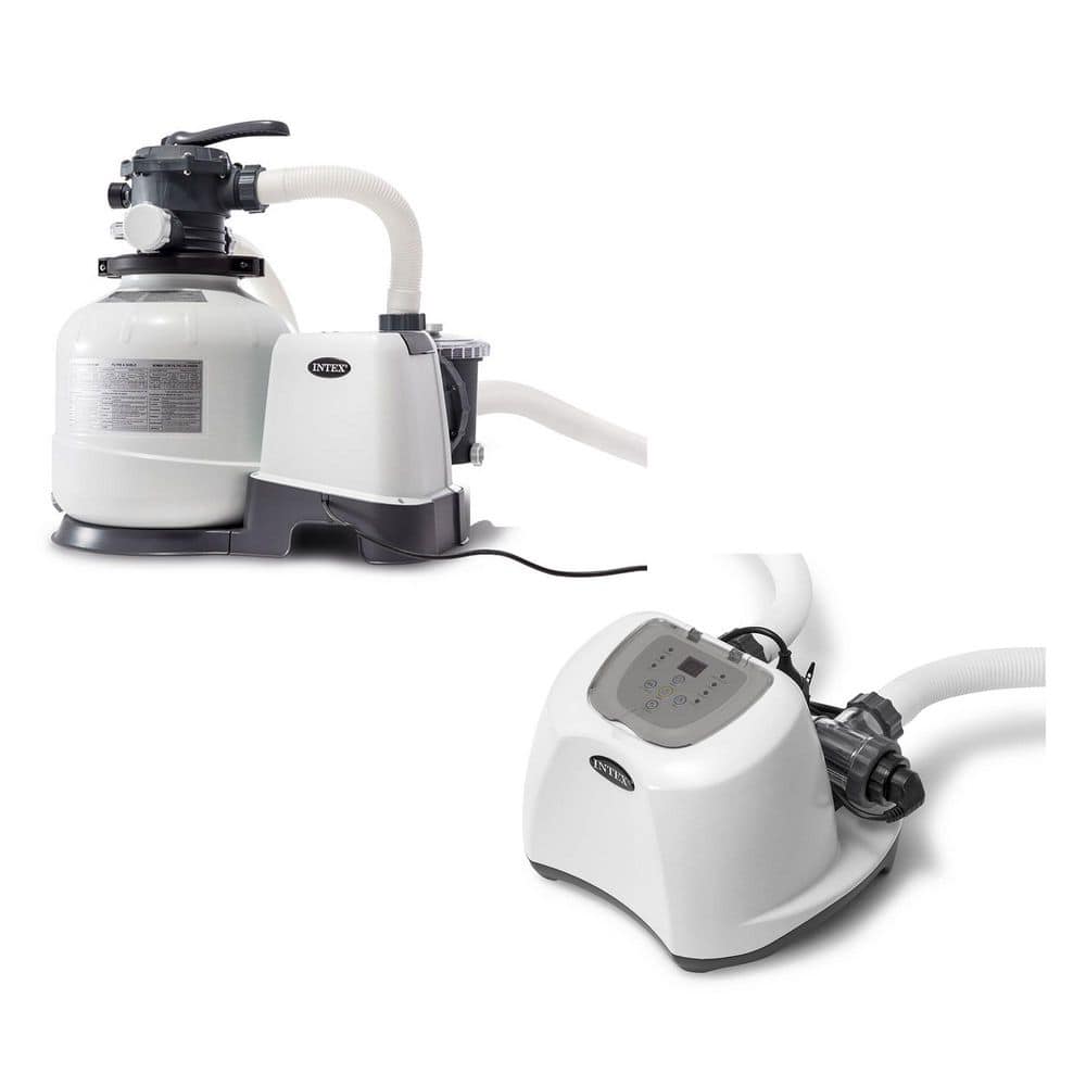 Intex 2800 Gal. Pool Sand Filter Pump w/Krystal Clear Saltwater System ...
