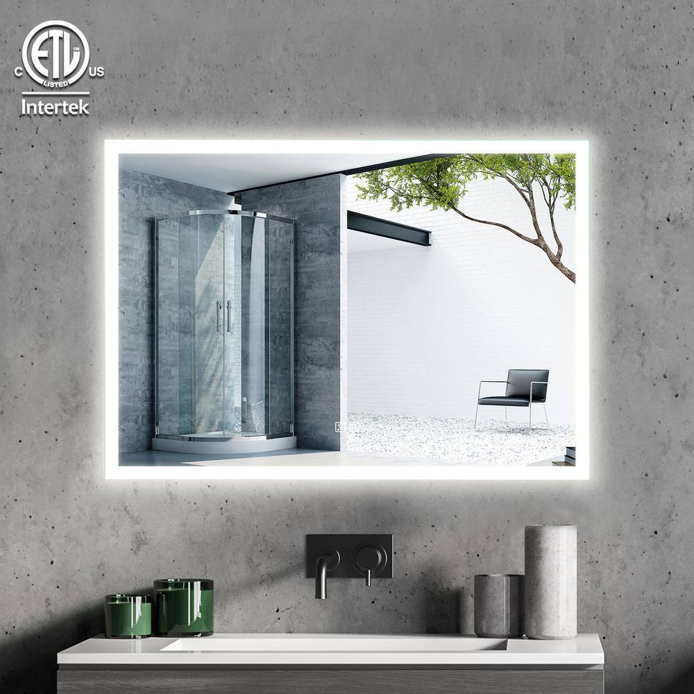 HOMLUX 40 in. W x 28 in. H Rectangular Frameless LED Light with 3-Color ...