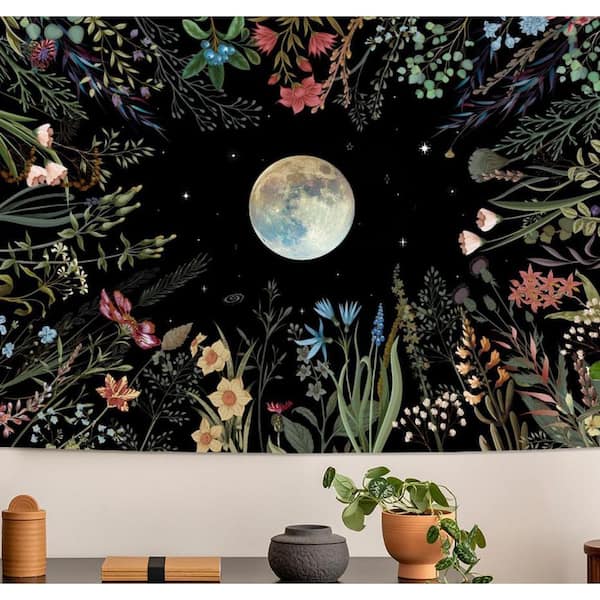 Moonlit Garden Black 59 in x 51.2 in Polyeste Tapestry PUSFG57D - The ...