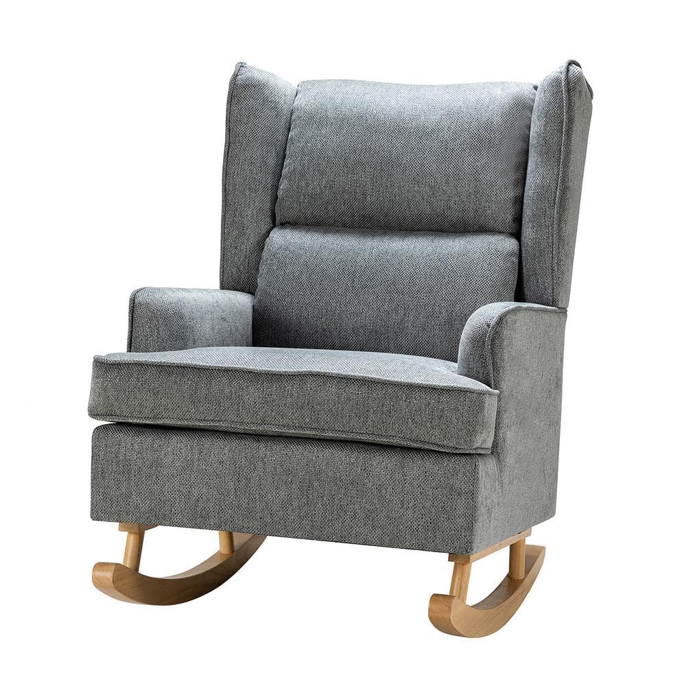 JAYDEN CREATION Andres Grey Rocking Chair with Solid Wooden legs ...