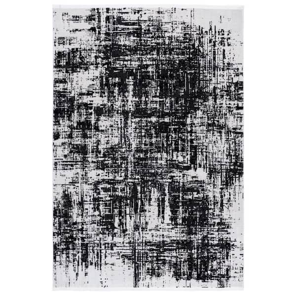 SAFAVIEH Mila 8 ft. x 10 ft. Ivory/Black Distressed Modern Area Rug ...