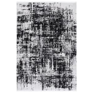 SAFAVIEH Mila 7 ft. x 7 ft. Ivory/Black Distressed Modern Square Area ...