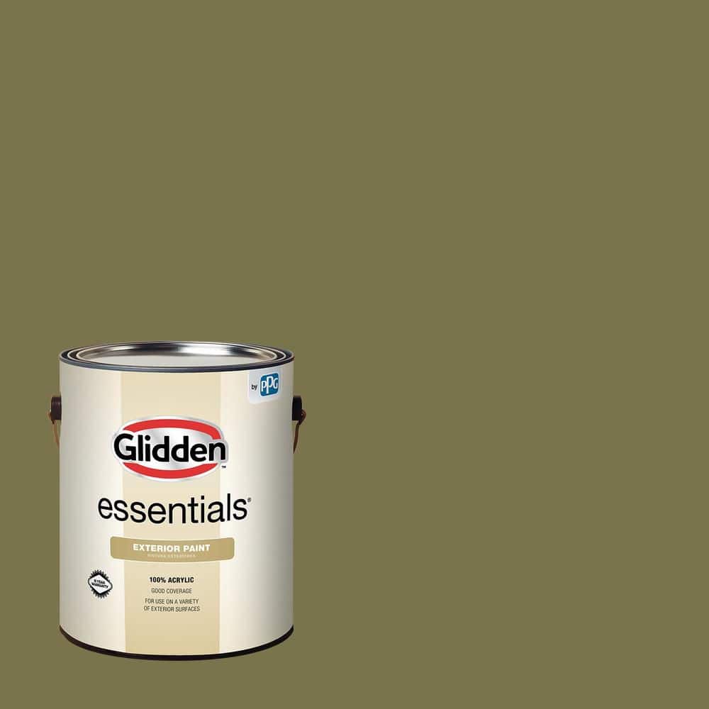 Glidden Essentials 1 gal. PPG1113-6 Green Briar Flat Exterior Paint ...