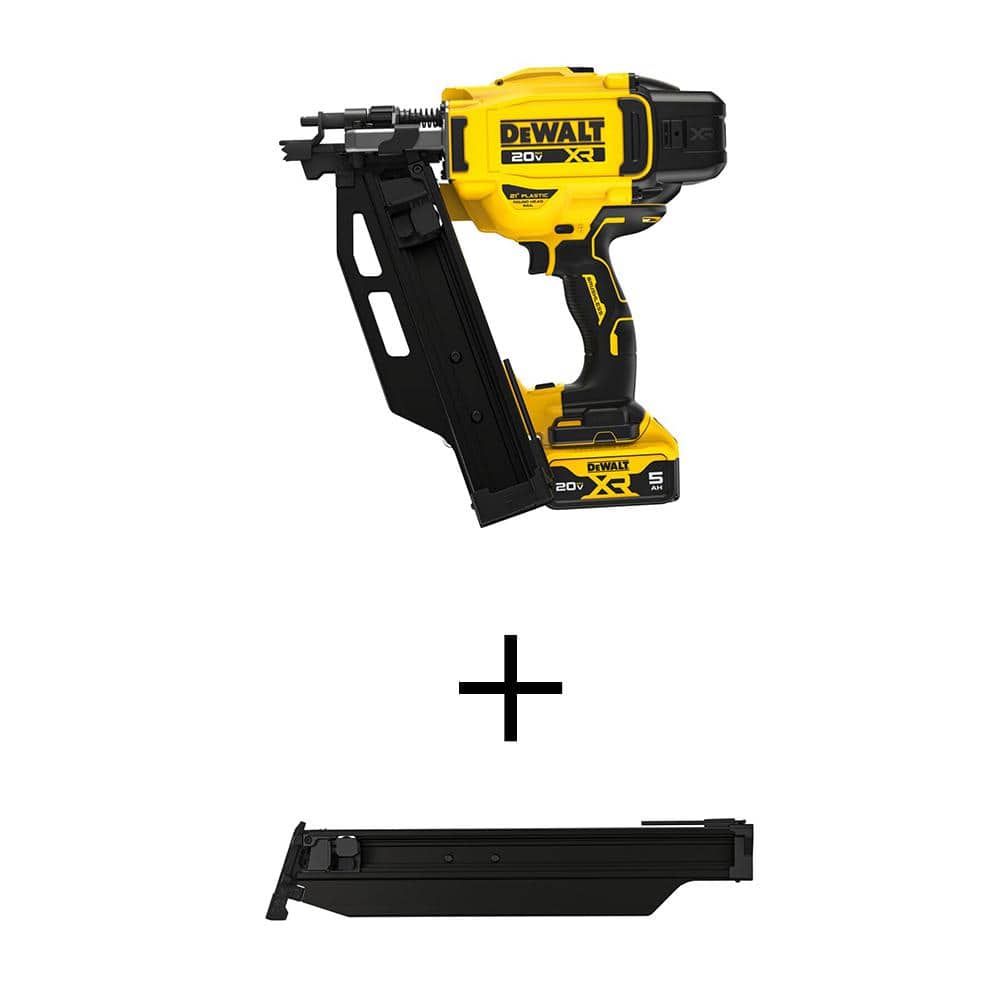 DEWALT 20V Lithium-Ion 21° Cordless Framing Nailer Kit and Extended ...