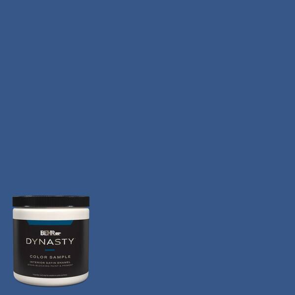 BEHR DYNASTY 8 oz. #S-G-590 Southern Blue Satin Enamel Stain-Blocking ...