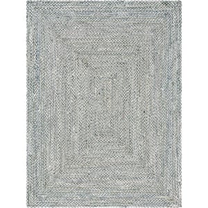 Unique Loom Braided Chindi Gray 8 ft. x 10 ft. Oval Area Rug 3142719 ...