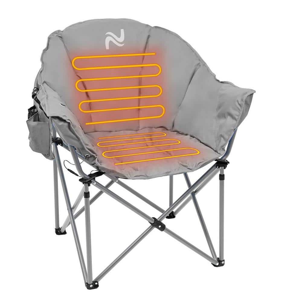BOZTIY Oversized Heated Camping Chair w/3 Heat Levels Portable Folding ...