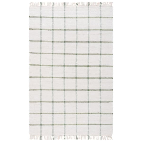 SAFAVIEH Montauk 5 ft. x 8 ft. Ivory/Green Geometric Lattice Area Rug ...