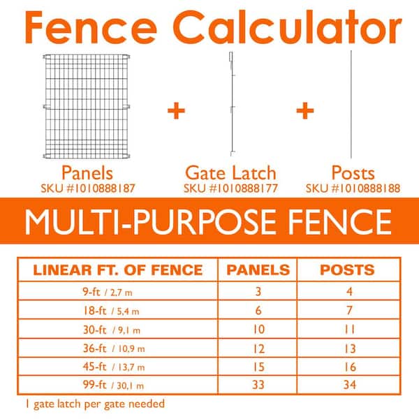 Vigoro 56 in. H Steel Multi-Purpose Black Fence Post 860428 - The Home ...