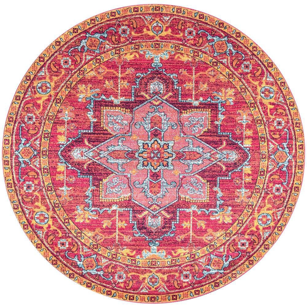 nuLOOM Vonda Persian Pink 4 ft. x 4 ft. Round Area Rug RZBD32A-R404 ...