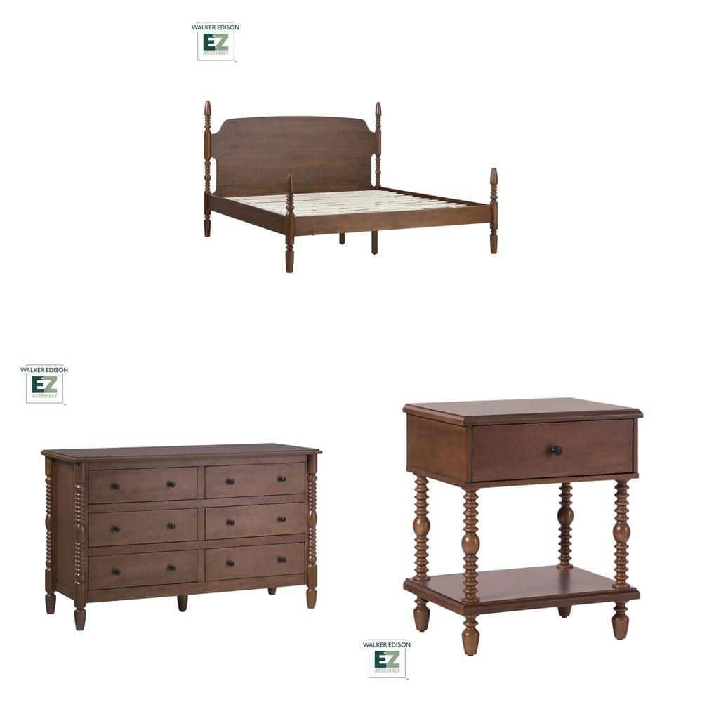 Walker Edison Furniture Company King Platform Bed, 54 in. 6-Drawer ...