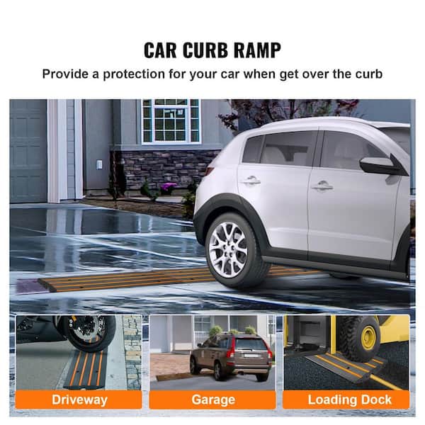 SKYSHALO Curb Ramp 2.6 in. Rise Rubber Driveway Ramps Heavy Duty 33069 ...