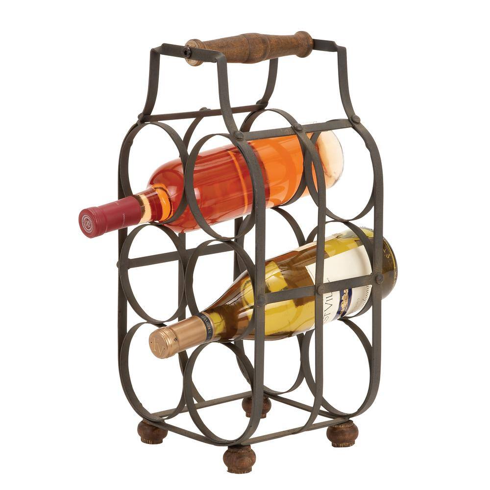 Litton Lane 6- Bottle Black Wine Rack with Handle 63342 - The Home Depot