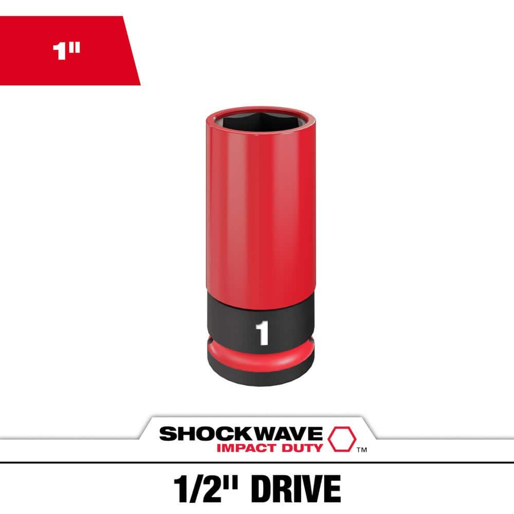 Milwaukee SHOCKWAVE 1/2 in. Drive 1 in. Lug Nut Impact Socket (1-Pack ...
