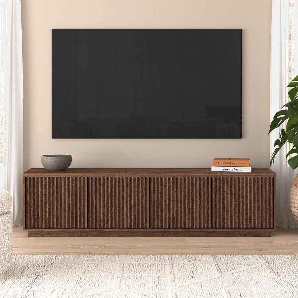 Meyer&Cross Hanson 78.5 in. Satin Walnut TV Stand Fits TV's up to 85 in ...