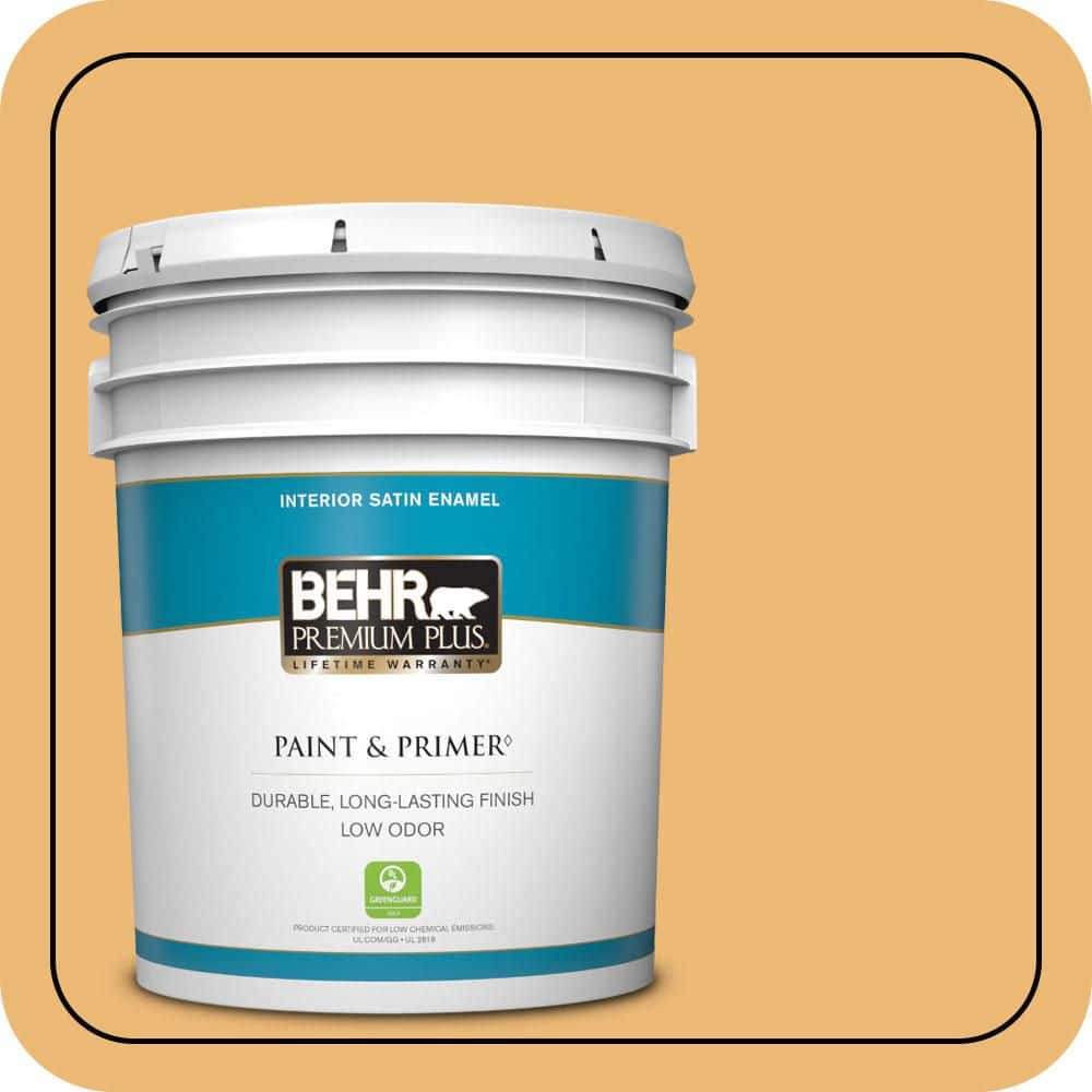 BEHR PREMIUM PLUS 5 gal. #BIC-29 Kernel Satin Enamel Low Odor Interior ...