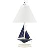 Hampton Bay Bayside 22 in. 1-Light White and Blue Sailboat Indoor Table Lamp with Fabric Lamp ...