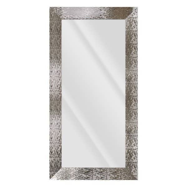 Large Rectangle Shiny Silver Beveled Glass Contemporary Mirror (54.5 in ...