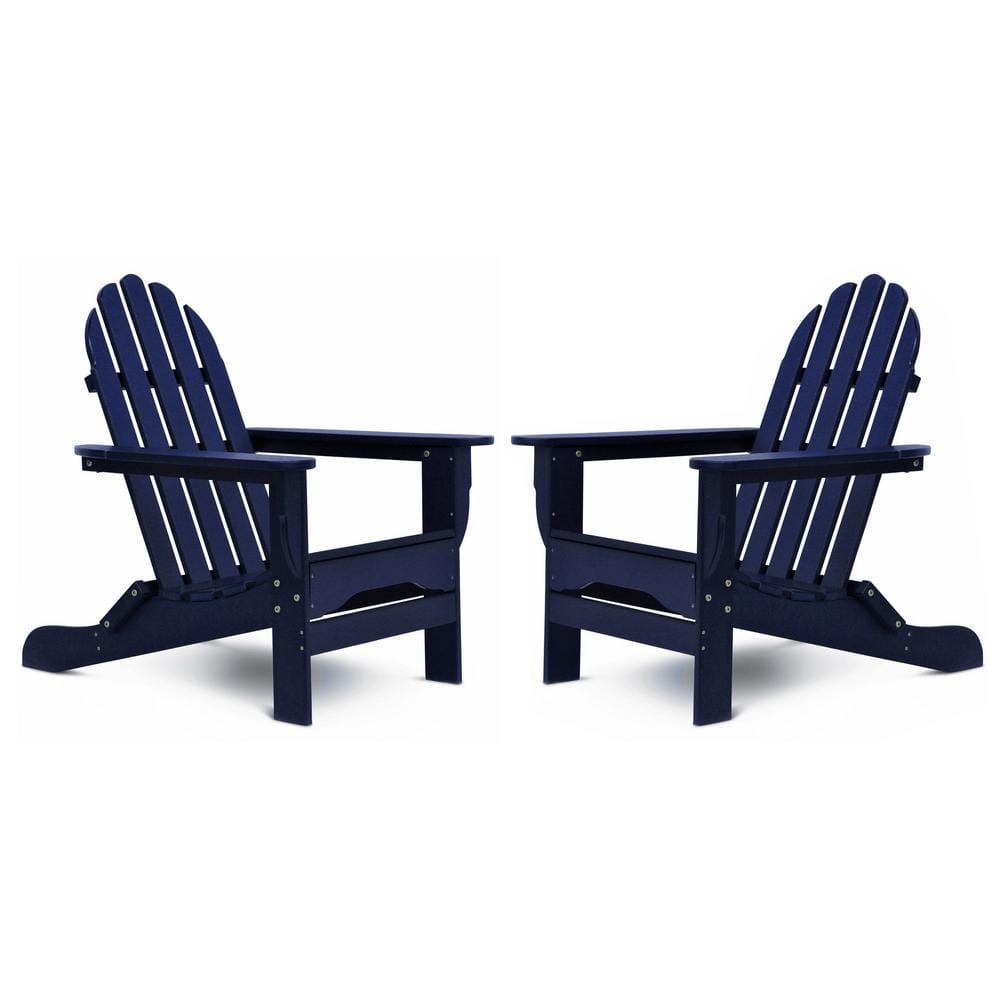 DUROGREEN Icon Navy Recycled Plastic Adirondack Chair (2-Pack ...