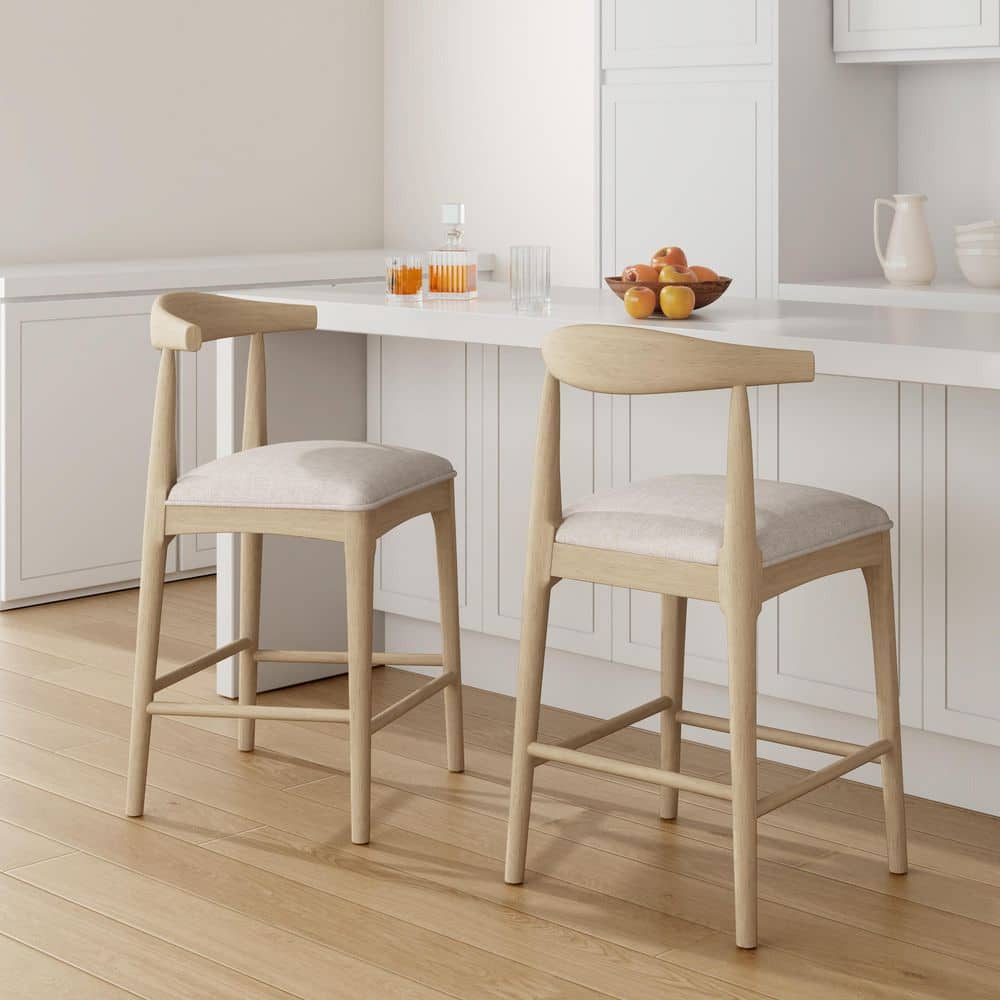 Harper & Bright Designs Modern 37.5 in. H Gray Low Back Rubber Wood ...