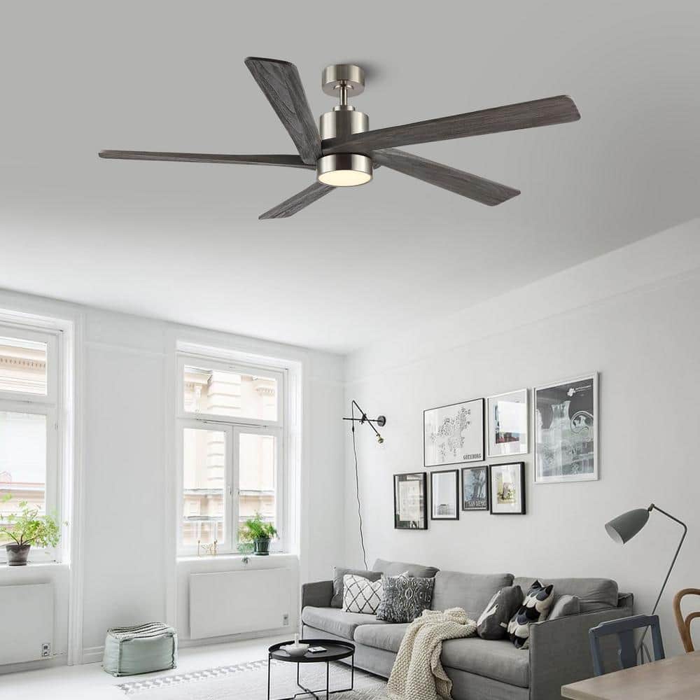 MLiAN 72 in. LED Indoor Brushed Nickel Ceiling Fan with Remote WBCF ...