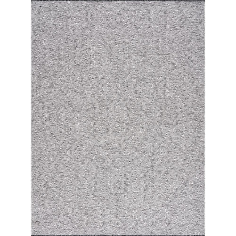 Tayse Rugs Alma Light Gray 8 ft. x 10 ft. Geometric Machine Washable ...