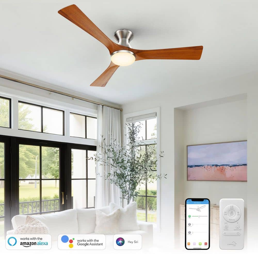 CARRO Antrim 52 in. Integrated LED Indoor/Outdoor Nickel Smart Ceiling ...