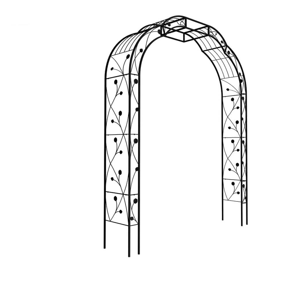 Zeus & Ruta 98.4 in. Metal Garden Arch Garden Arbor Trellis for Outdoor ...