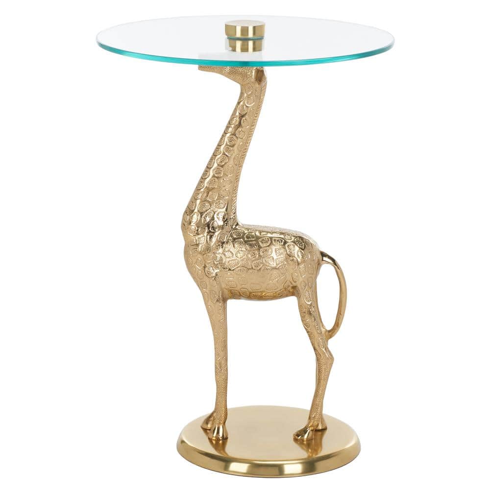 SAFAVIEH Gillard 22.75 in. Gold Giraffe Glass End Table ACC4611A - The ...