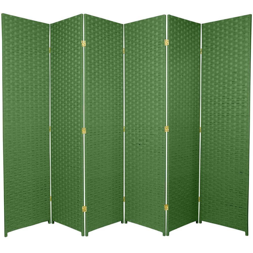 Oriental Furniture 6 ft. Light Green 6-Panel Room Divider SSFIBER-6P ...