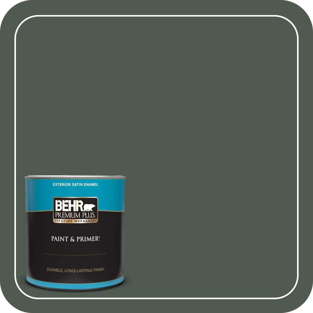 BEHR PREMIUM PLUS 1 qt. #N420-7 Alpine Trail Satin Enamel Exterior ...