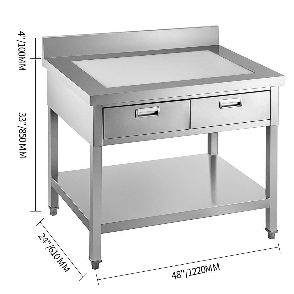 Buy Commercial Prep Table 24 x 48 in. Stainless Steel Work Table with 2 ...
