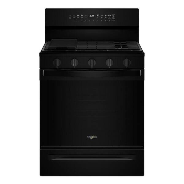 Whirlpool 30 in. 5-Burners Freestanding Gas Smart Range in Black with ...