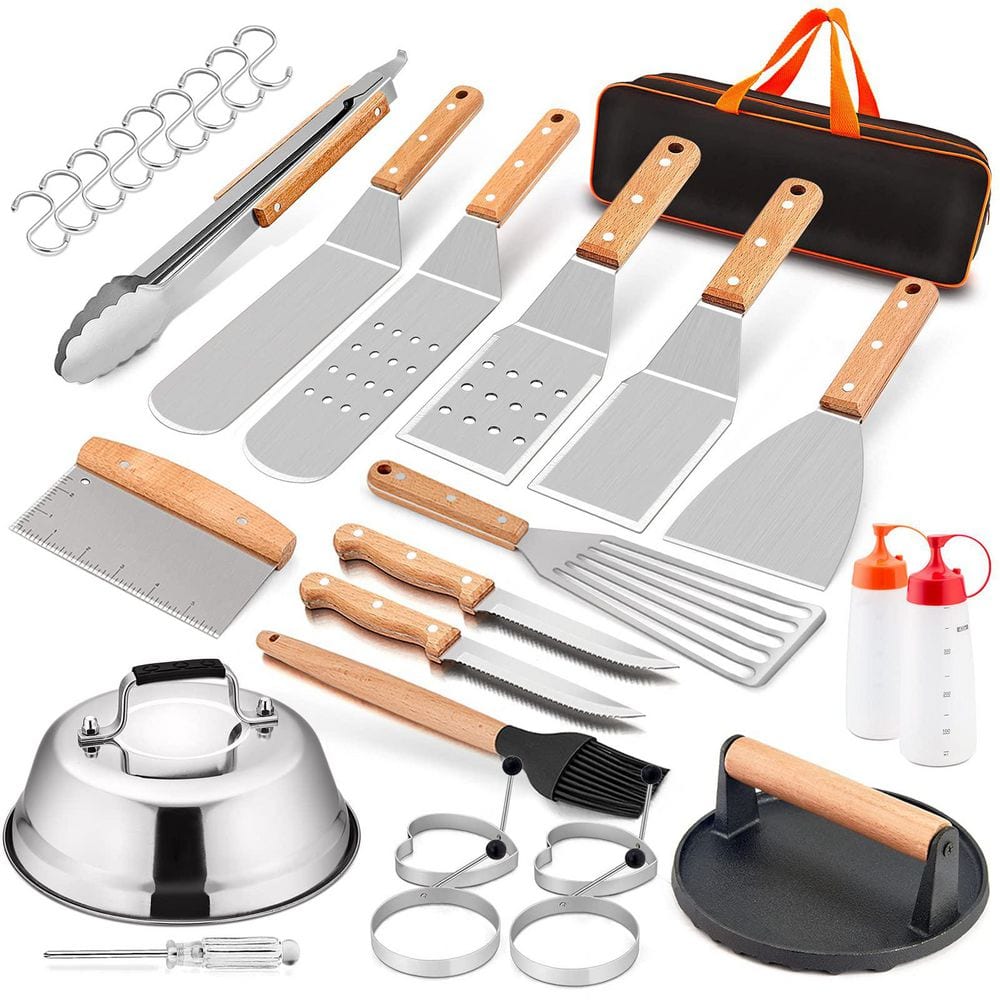 Anqtovp Stainless Steel Griddle Accessories Set with Melting Dome ...