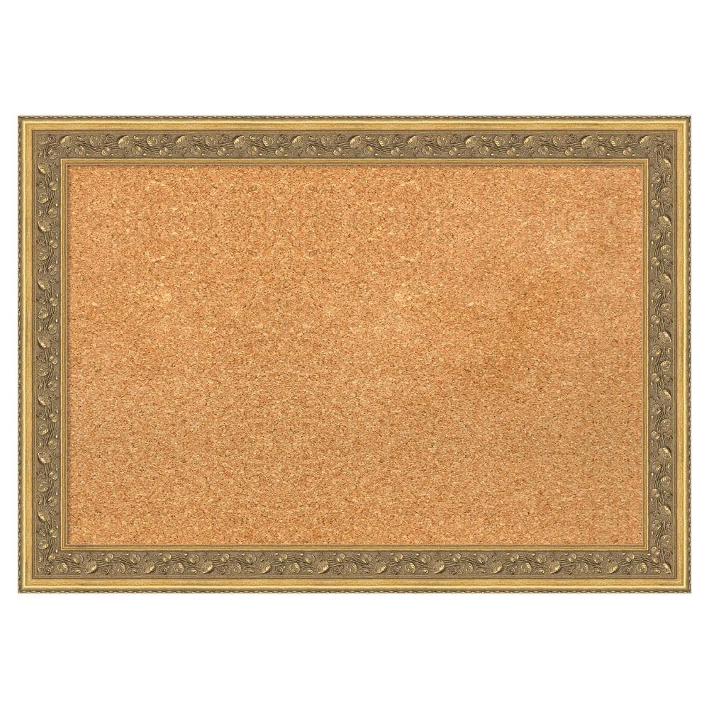 Amanti Art Carter Dark Gold 28 in. x 20 in., Wood Framed Natural Cork ...