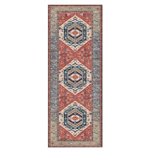 2 ft. x 5 ft. Multi-Colored Boho Runner Rug Non-Slip Washable Kitchen ...