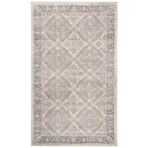 SAFAVIEH Brentwood Navy/Cream 4 ft. x 6 ft. Antique Floral Border Area ...