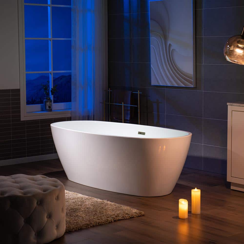 WOODBRIDGE 71 in. Acrylic Flat Bottom Double Ended Bathtub with Brushed ...