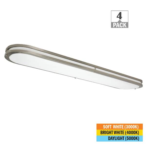Commercial Electric 4-Pack Orbit 46 in. x 10 in. Brushed Nickel Linear ...