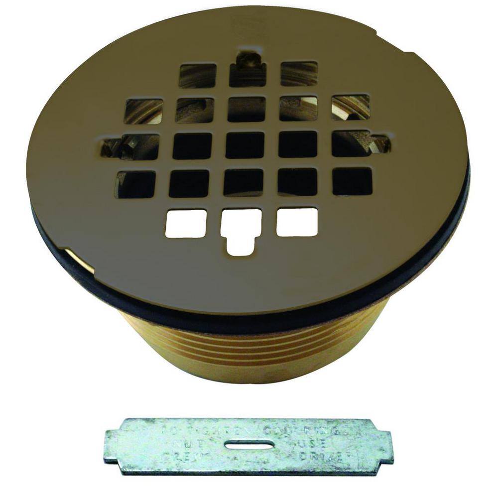 Westbrass 2 in. No-Caulk Brass Compression Shower Drain with 4-1/4 in ...