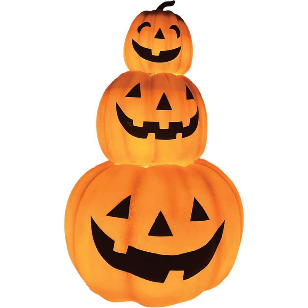 Haunted Hill Farm 29 in. LED 3 Stacking Pumpkins Blow Mold Halloween ...