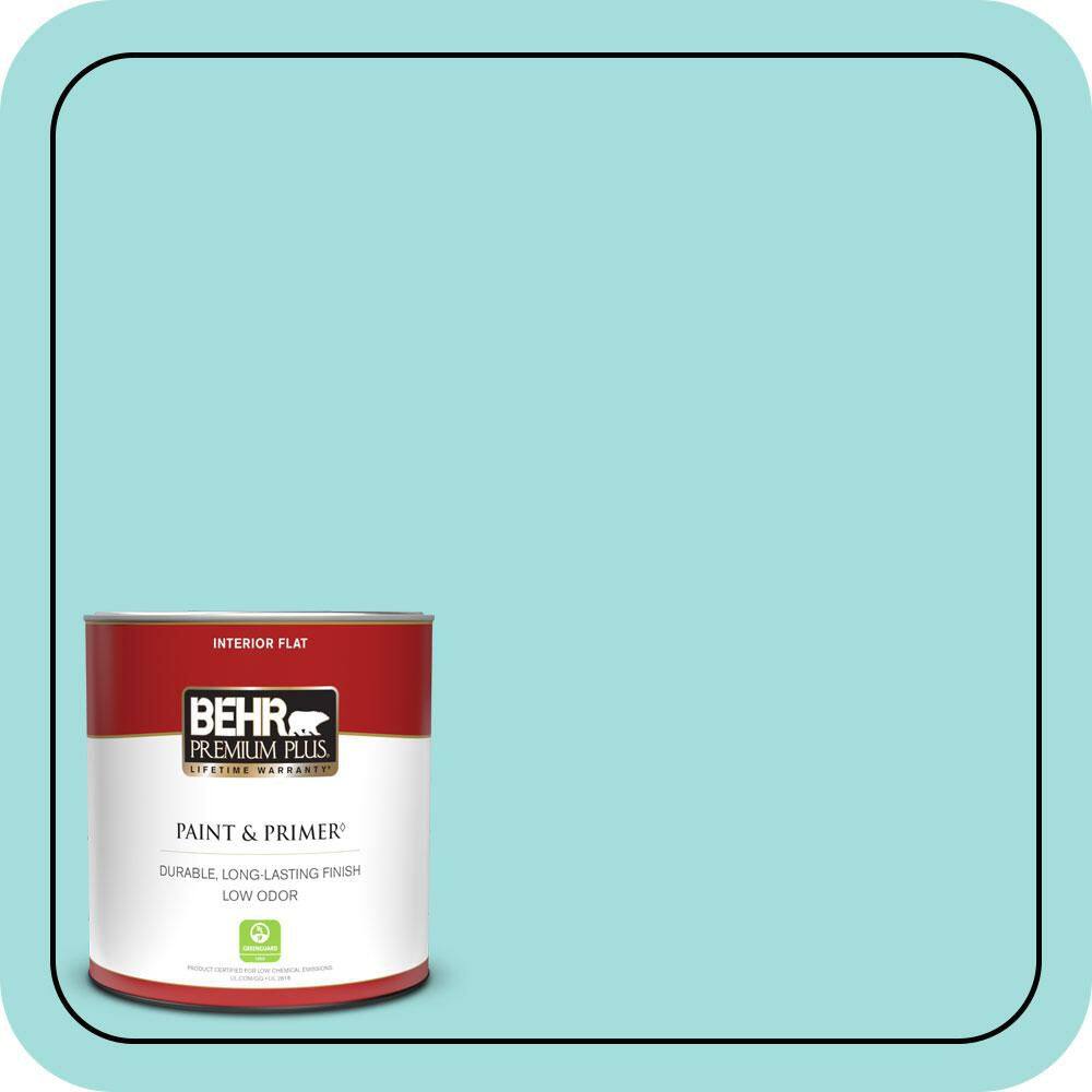 BEHR PREMIUM PLUS 1 qt. #500A-3 Aqua Spray Flat Low Odor Interior Paint ...